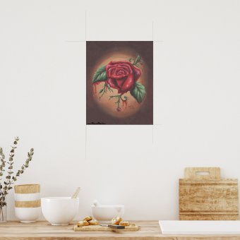 Bleeding Rose Poster Rose Art Flower Poster | Zazzle