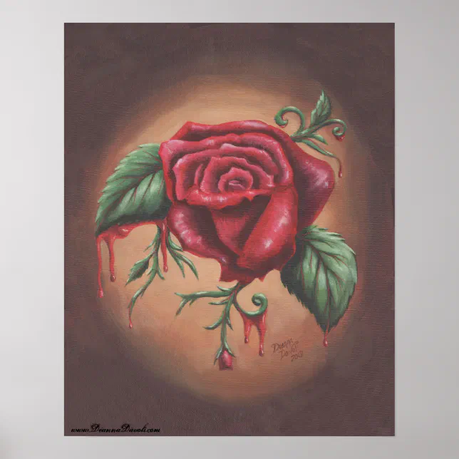 Bleeding Rose Poster Rose Art Flower Poster | Zazzle