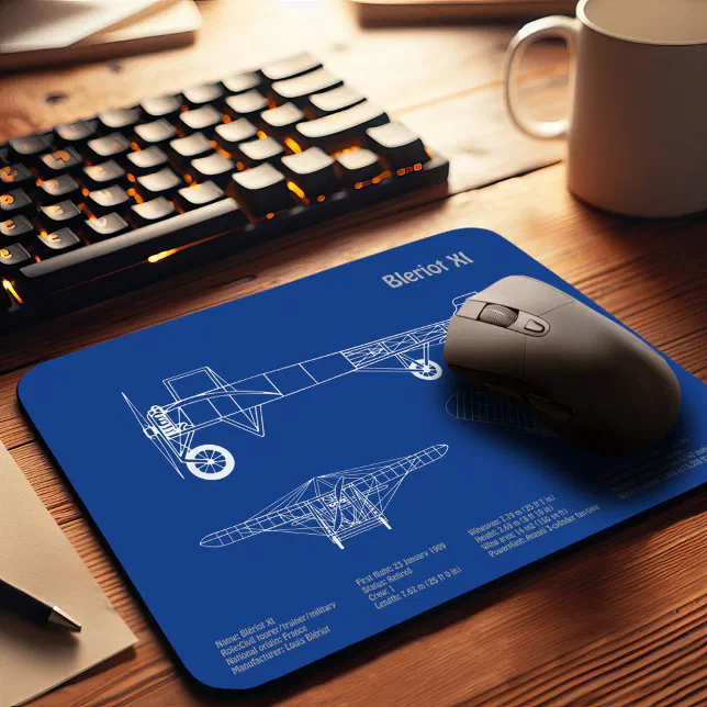 Bleriot XI - Airplane Blueprint Drawing Plans AD Mouse Pad | Zazzle