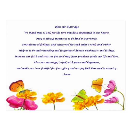 Bless our Marriage prayer Postcard | Zazzle.com