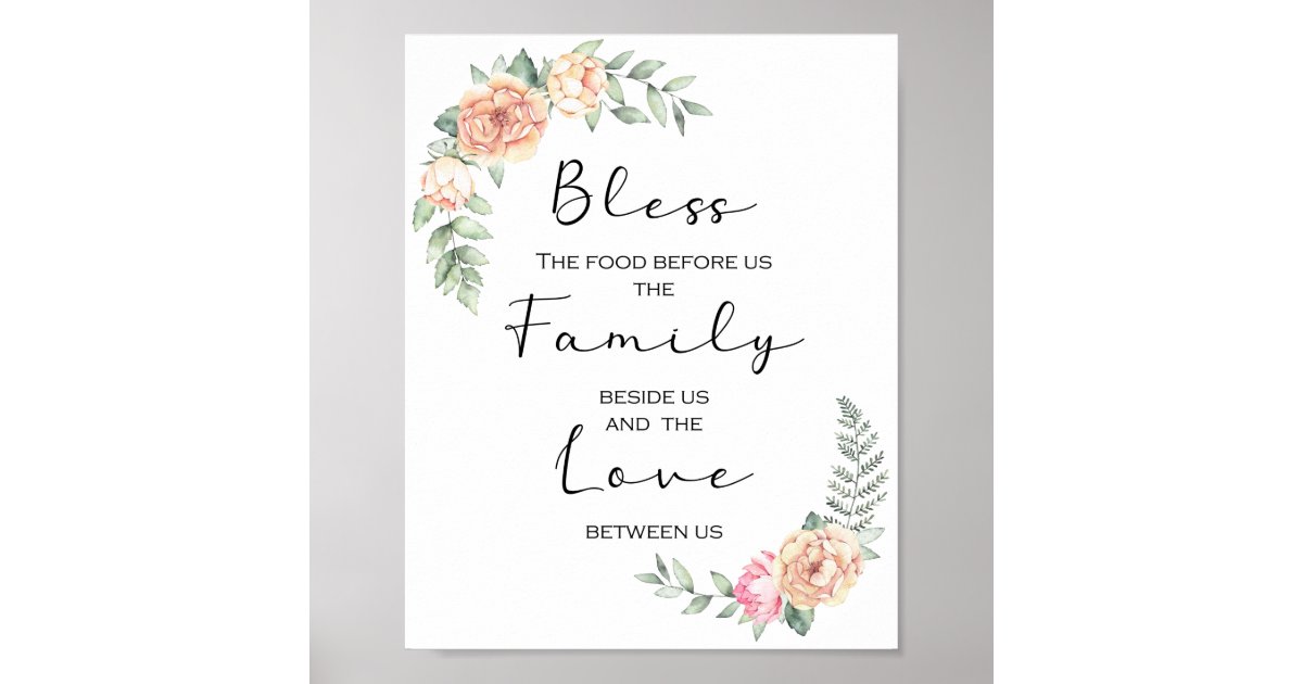 Bless the Food Before us Kitchen Prayer Poster | Zazzle
