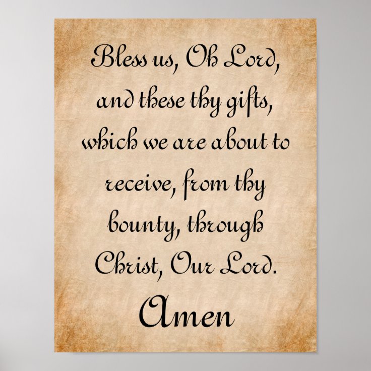 Bless Us, Oh Lord Mealtime Prayer Poster | Zazzle