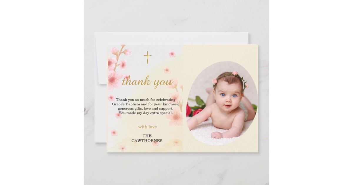 "Blessed and Baptized: A Day to Remember" Thank You Card | Zazzle