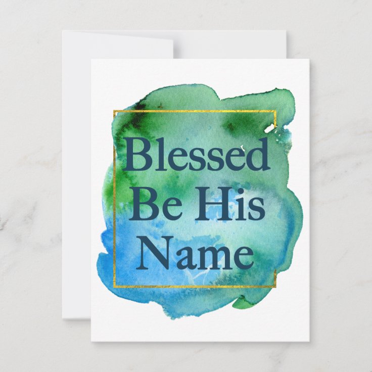 Blessed Be His Name Beautiful Bible Verse Church Note Card | Zazzle