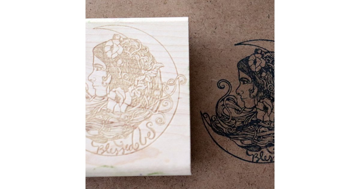 Blessed Be Moon Goddess Pagan Art Rubber Stamp | Zazzle