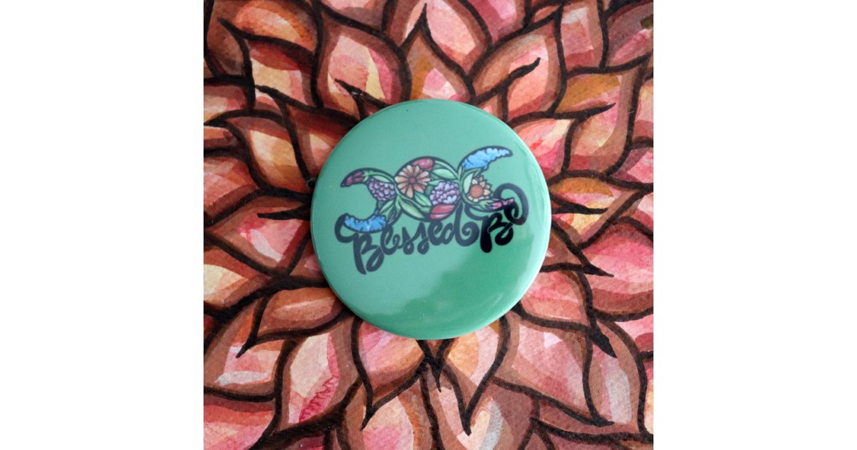 "Blessed Be" Triple Moon Bloom Button | Zazzle