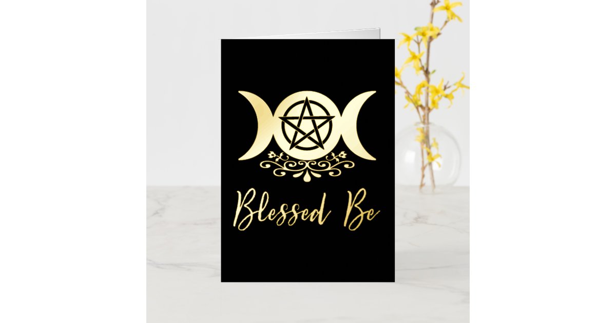 Blessed Be Triple Moon Goddess Foil Holiday Card | Zazzle