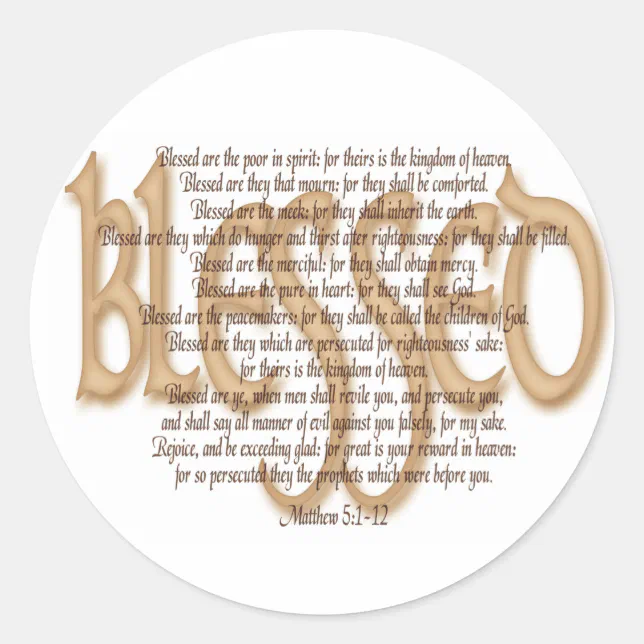 Blessed - Beatitudes Classic Round Sticker | Zazzle