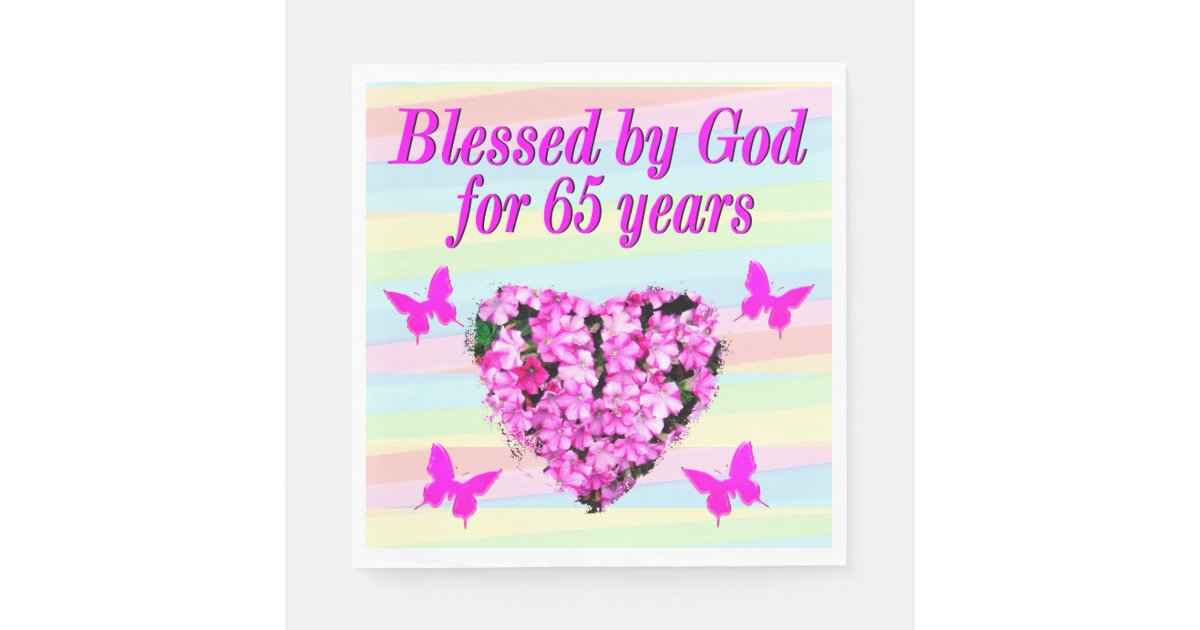 BLESSED BY GOD 65TH BIRTHDAY PARTY NAPKINS | Zazzle
