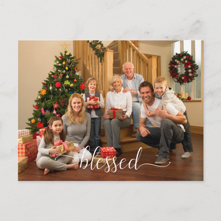 Blessed Family Photo Christmas Postcard | Zazzle