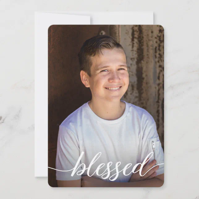 Blessed First Holy Communion Boy Photo Thank you | Zazzle