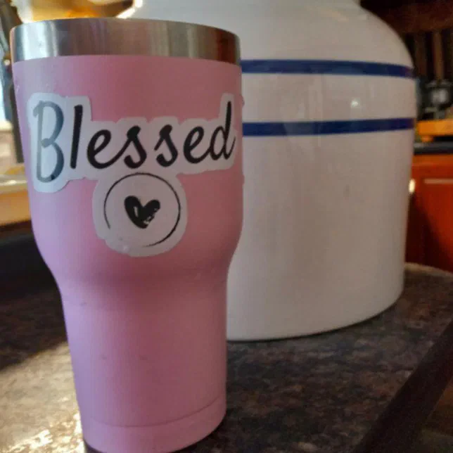 Blessed Heart Custom-Cut Vinyl Sticker | Zazzle