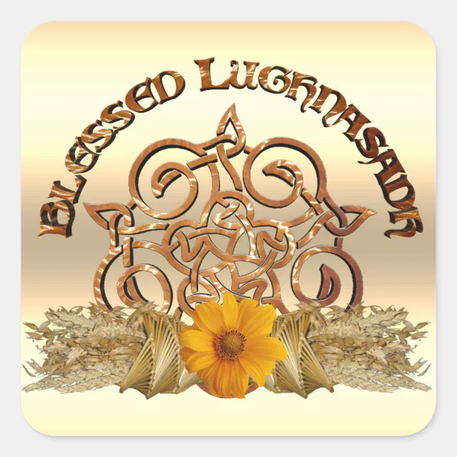 Blessed Lughnasadh Celtic Pentacle Pagan Holiday Square Sticker | Zazzle