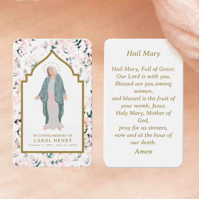 Blessed Mother Catholic In Memory Prayer Card | Zazzle