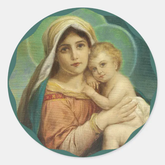 Blessed Mother holding the Baby Jesus Classic Round Sticker | Zazzle
