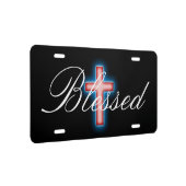 Blessed Red Cross Black Background License Plate | Zazzle
