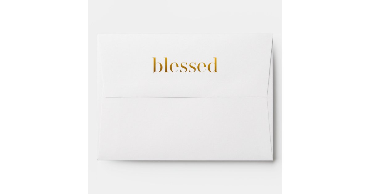 Blessed Typography with Botanical Print Holiday Envelope | Zazzle