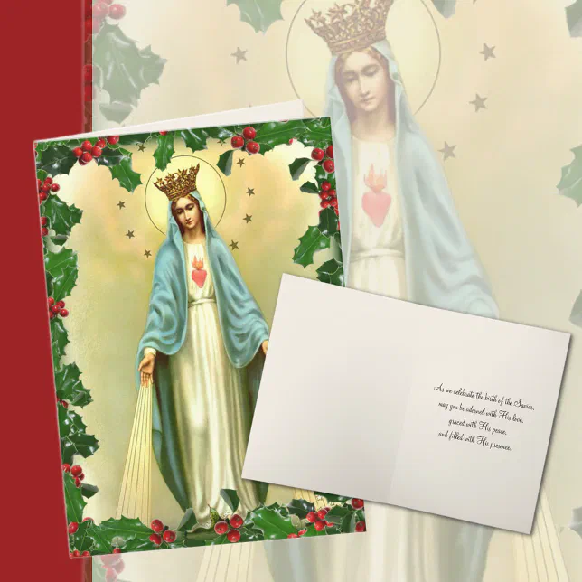 Blessed Virgin Mary Catholic Christmas Religious Holiday Card | Zazzle