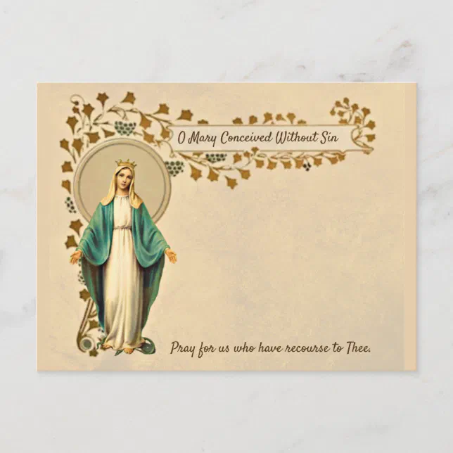 Blessed Virgin Mary Catholic Prayer Religious Holiday Postcard | Zazzle