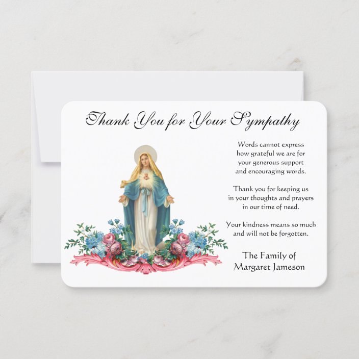 Blessed Virgin Mary Catholic Thank You Condolence | Zazzle.com