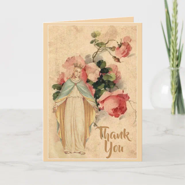 Blessed Virgin Mary Floral Customizable Thank You Card | Zazzle