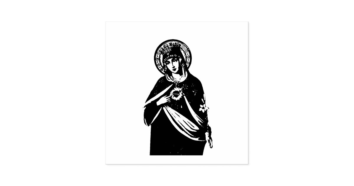 Blessed Virgin Mary Immaculate Heart Catholic Rubber Stamp | Zazzle