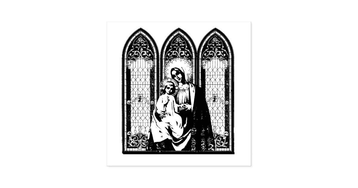 Blessed Virgin Mary Jesus Catholic Icon Rubber Stamp | Zazzle