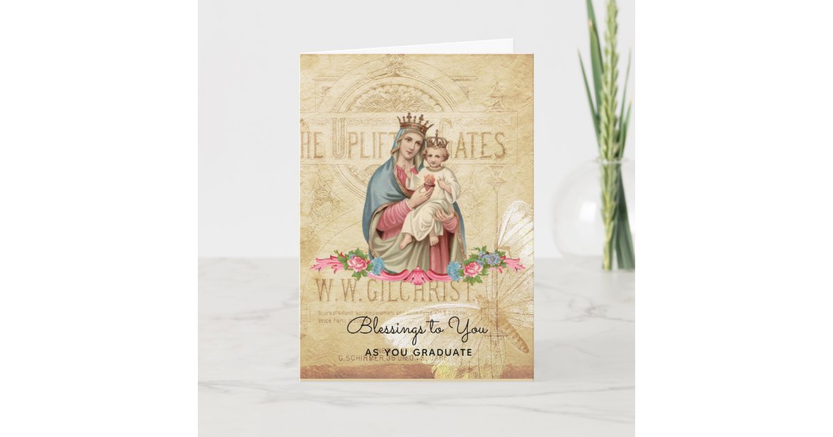 Blessed Virgin Mary Jesus Graduation Commencement Card | Zazzle