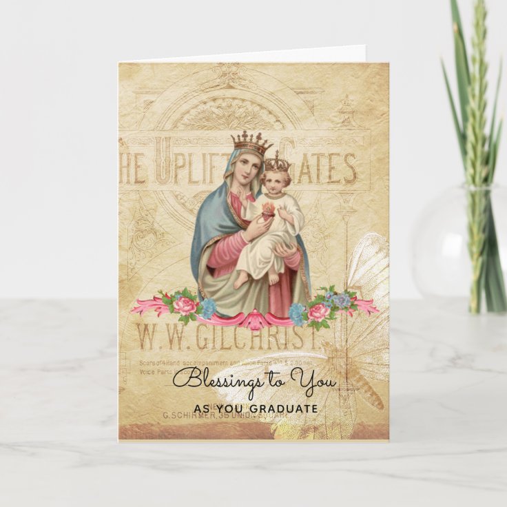Blessed Virgin Mary Jesus Graduation Commencement Card | Zazzle