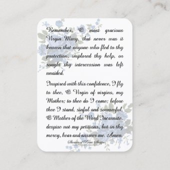 Blessed Virgin Mary Memorare Prayer Religious Card | Zazzle