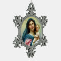 Blessed Virgin Mary Mother Baby Jesus Snowflake Pewter Christmas ...