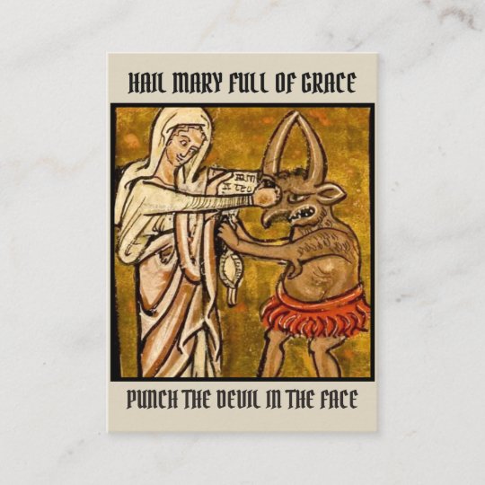 Blessed Virgin Mary Punch the Devil Holy Cards | Zazzle.com