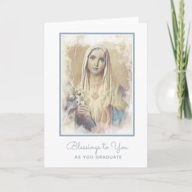 Blessed Virgin Mary Religious Floral Graduation C Card | Zazzle