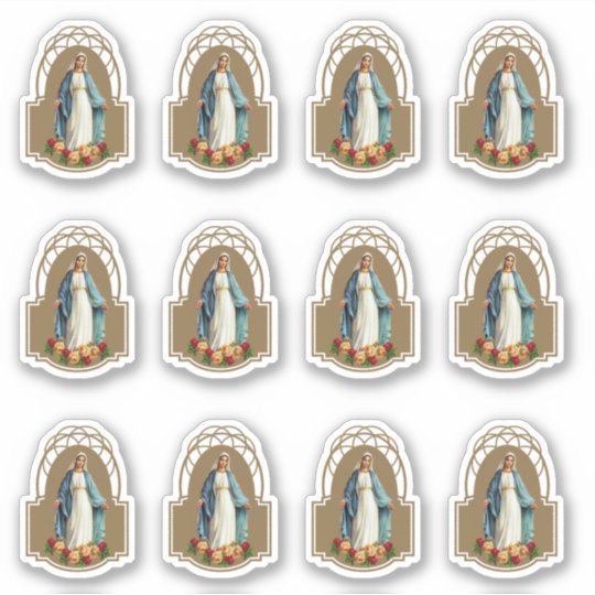 Blessed Virgin Mary Religious Roses Vinyl Sticker | Zazzle.com