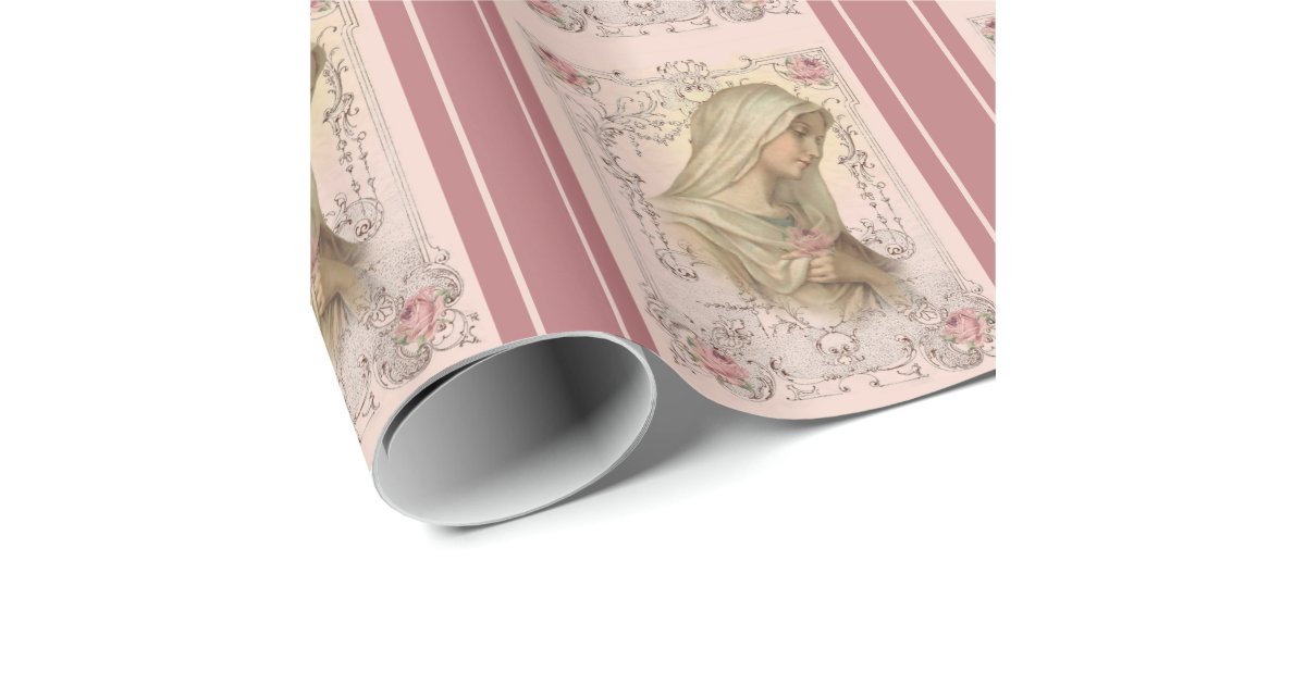 Blessed Virgin Mary Religious Vintage Catholic Wrapping Paper | Zazzle