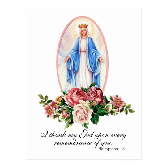 Blessed Virgin Mary Roses Religious Vintage Postcard | Zazzle.com