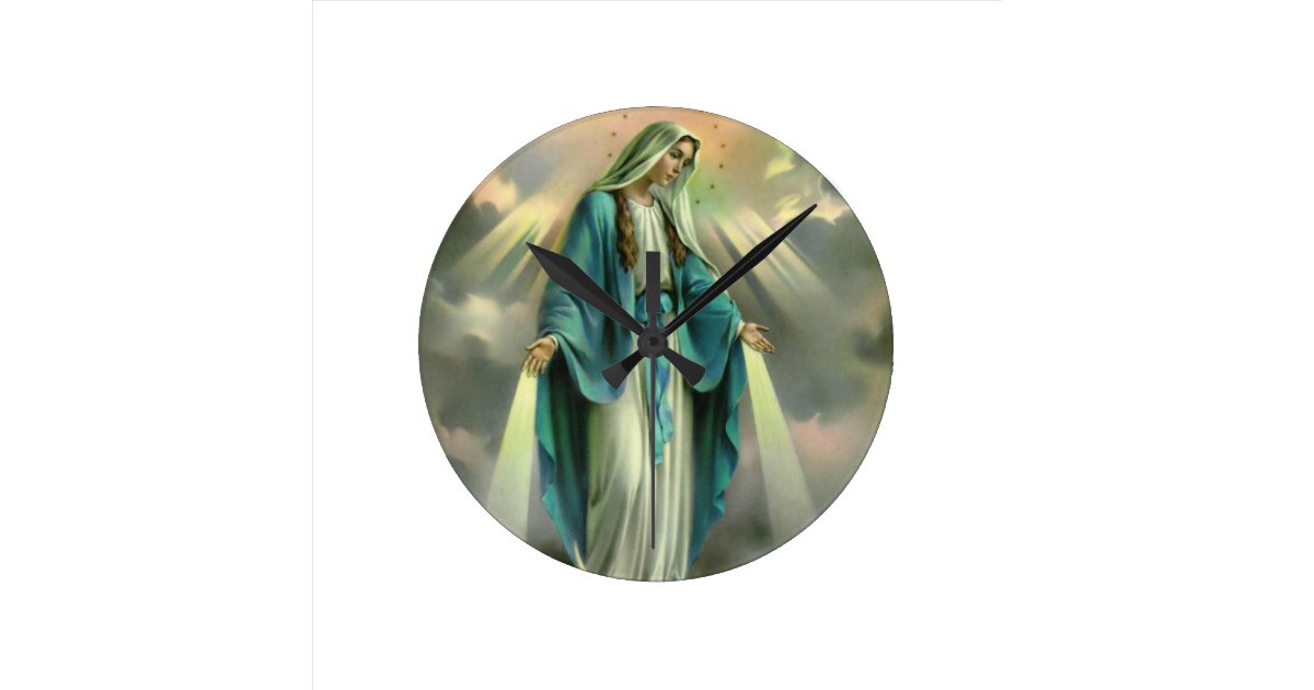 Blessed Virgin Mary Round Clock | Zazzle.com