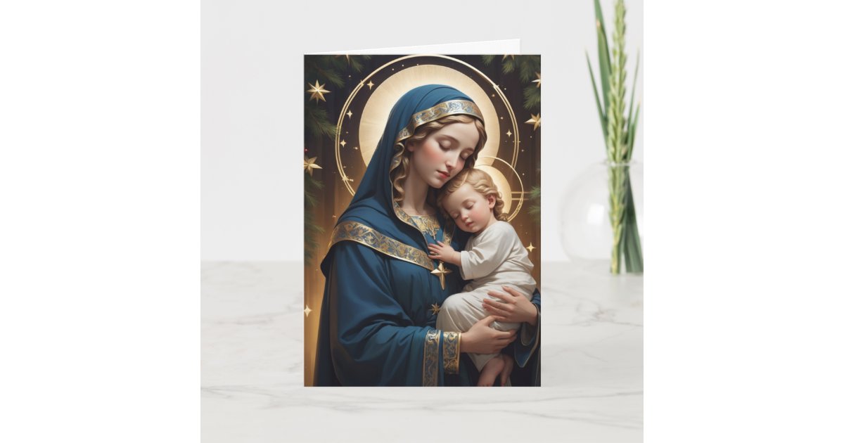 Blessed Virgin Mary Traditional Catholic Christmas Card | Zazzle