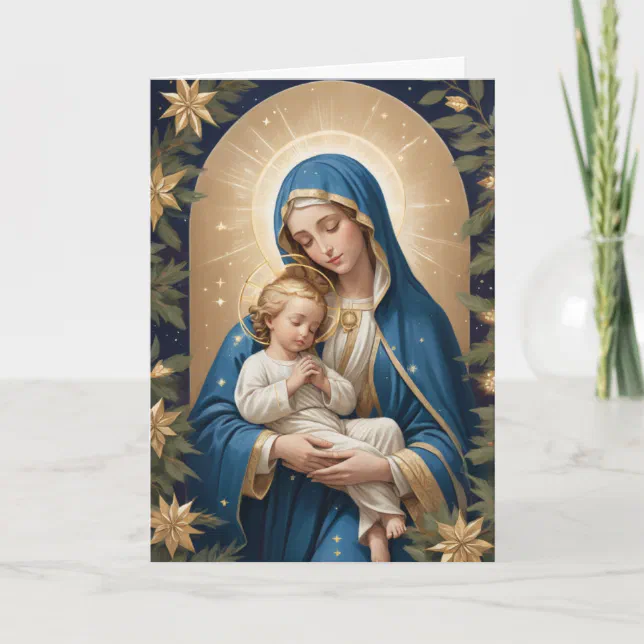 Blessed Virgin Mary Traditional Catholic Holiday Card | Zazzle