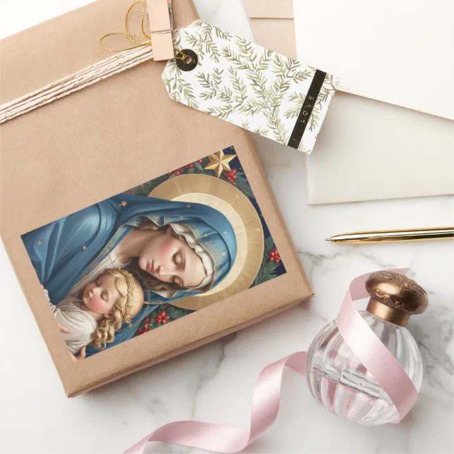 Blessed Virgin Mary Traditional Catholic Rectangular Sticker | Zazzle