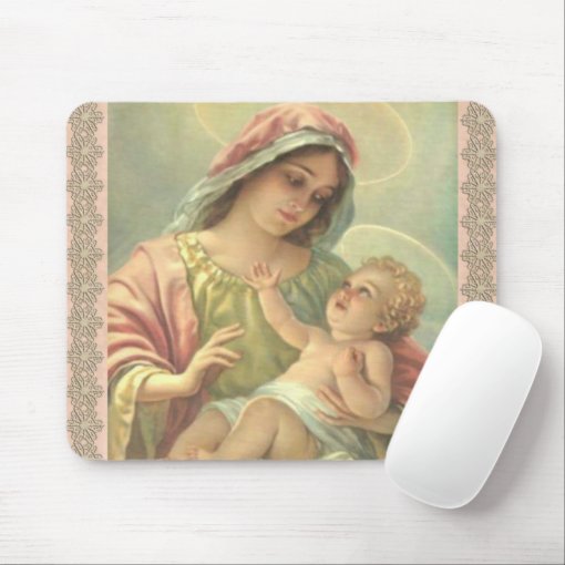 Blessed Virgin Mary with Baby Jesus Mouse Pad | Zazzle