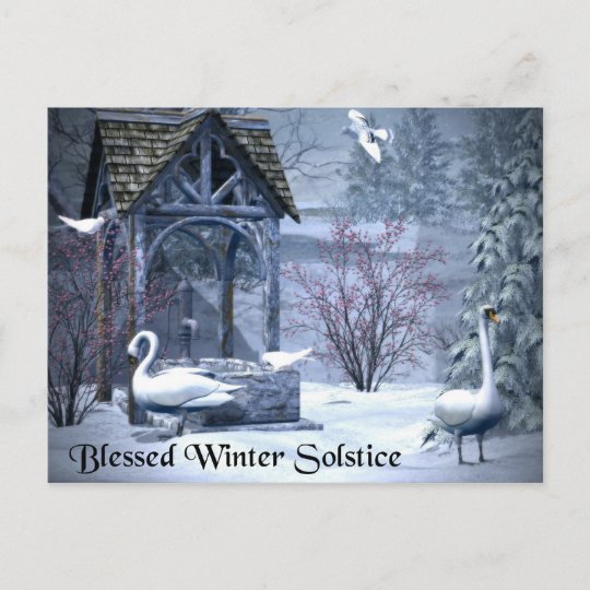 Blessed Winter Solstice Swans Postcard | Zazzle.com