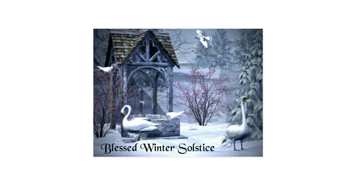 Blessed Winter Solstice Swans Postcard | Zazzle.com