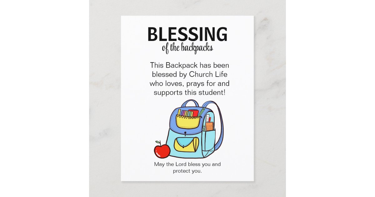 Blessing of the backpacks | Zazzle