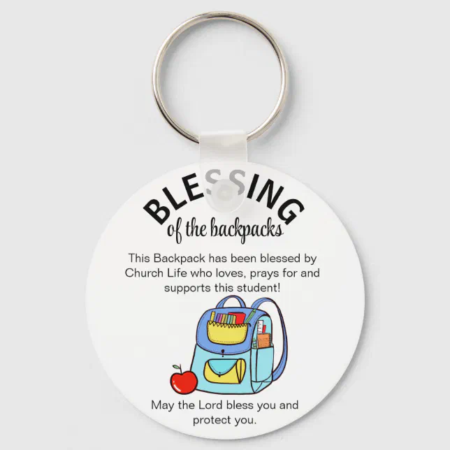 Blessing of the backpacks gift tags keychain | Zazzle