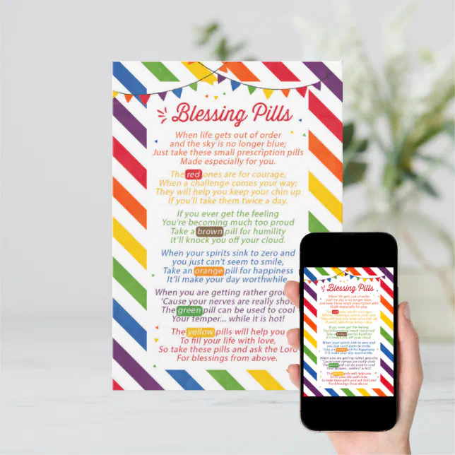 Blessing pills Poem Teacher Appreciation Gift Card | Zazzle