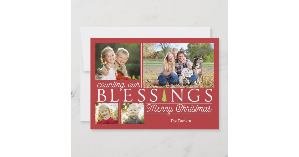 Blessings Collage Christmas Photo Card | Zazzle