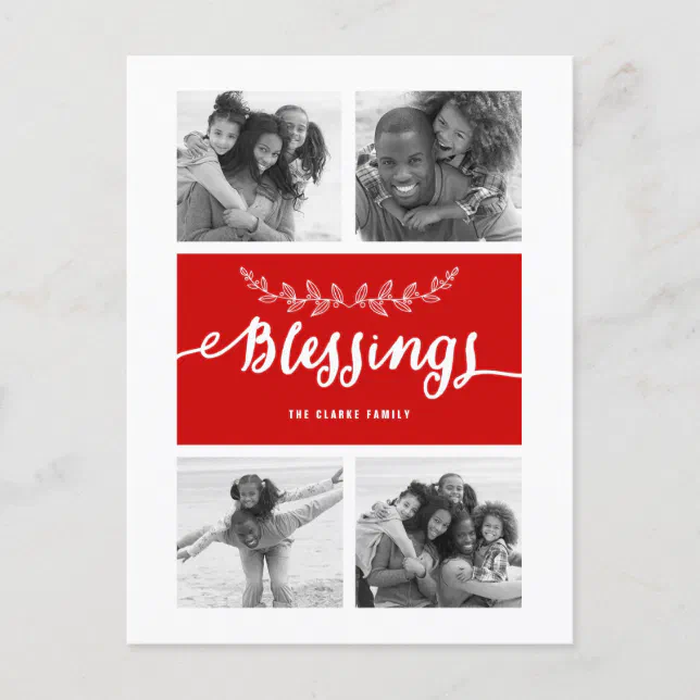 Blessings Collage | Holiday Photo Postcard | Zazzle
