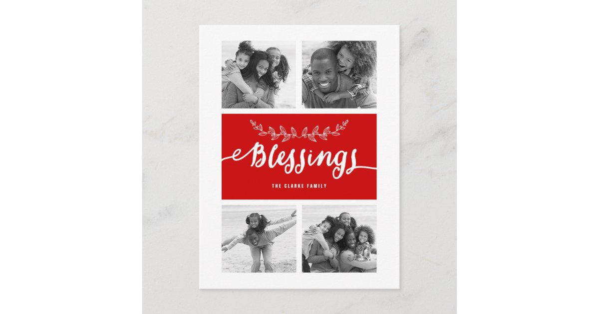 Blessings Collage | Holiday Photo Postcard | Zazzle