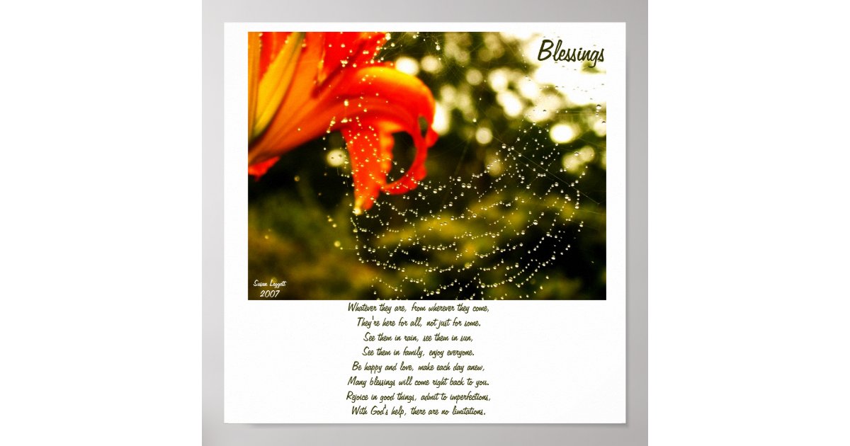 Blessings Poem Poster | Zazzle